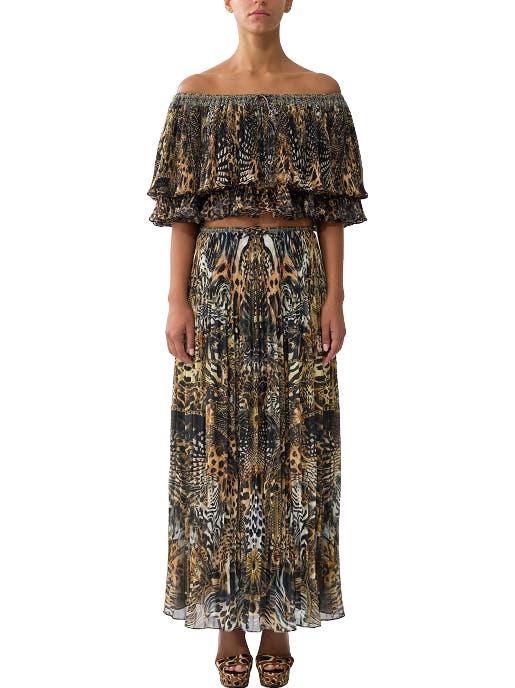 CAMILLA Printed Pleated Midi Skirt